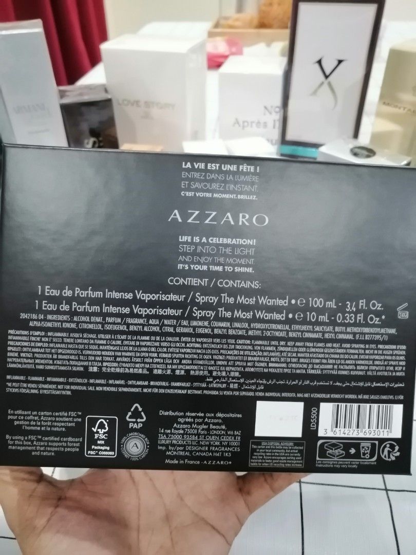 AZZARO THE MOST WANTED SET 100ML+10ML EDP, Beauty & Personal Care ...