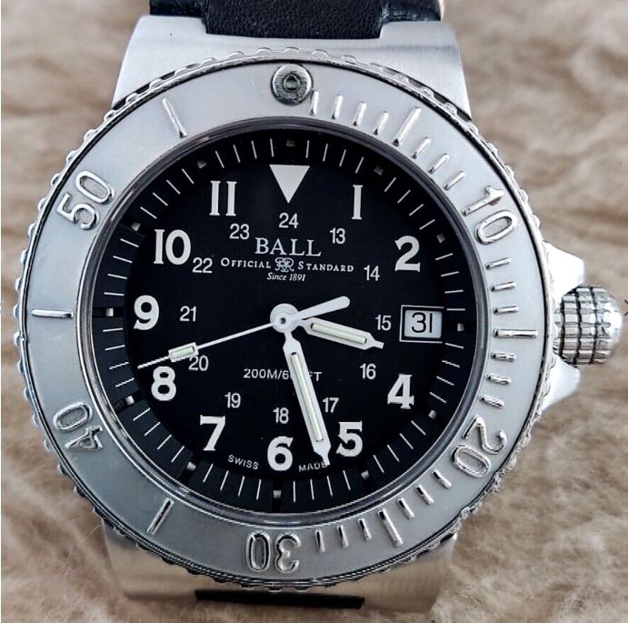 BALL Railroader B2100 Black MILITARY Dial Stainless Steel QUARTZ 39mm ...