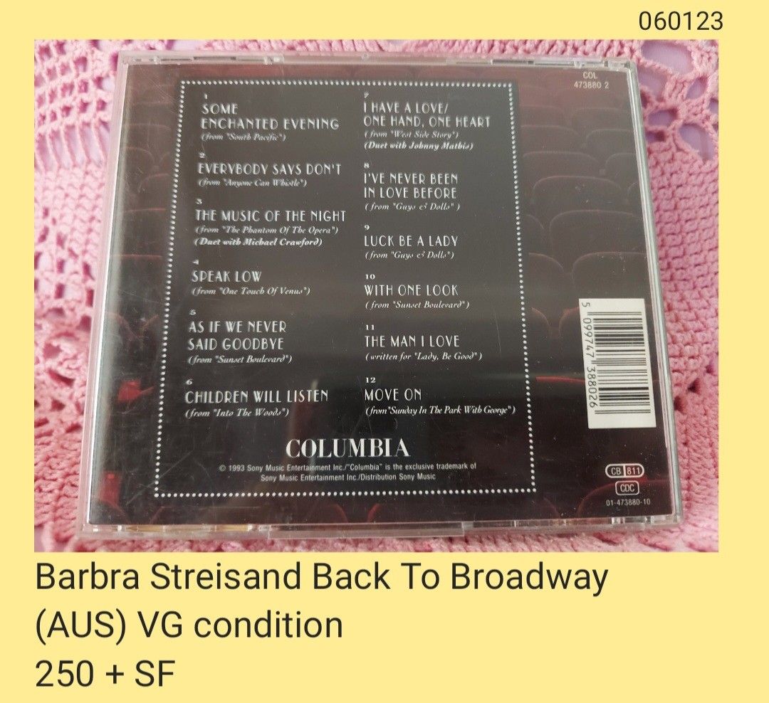 Barbra Streisand Back To Broadway CD (unsealed), Hobbies & Toys, Music ...