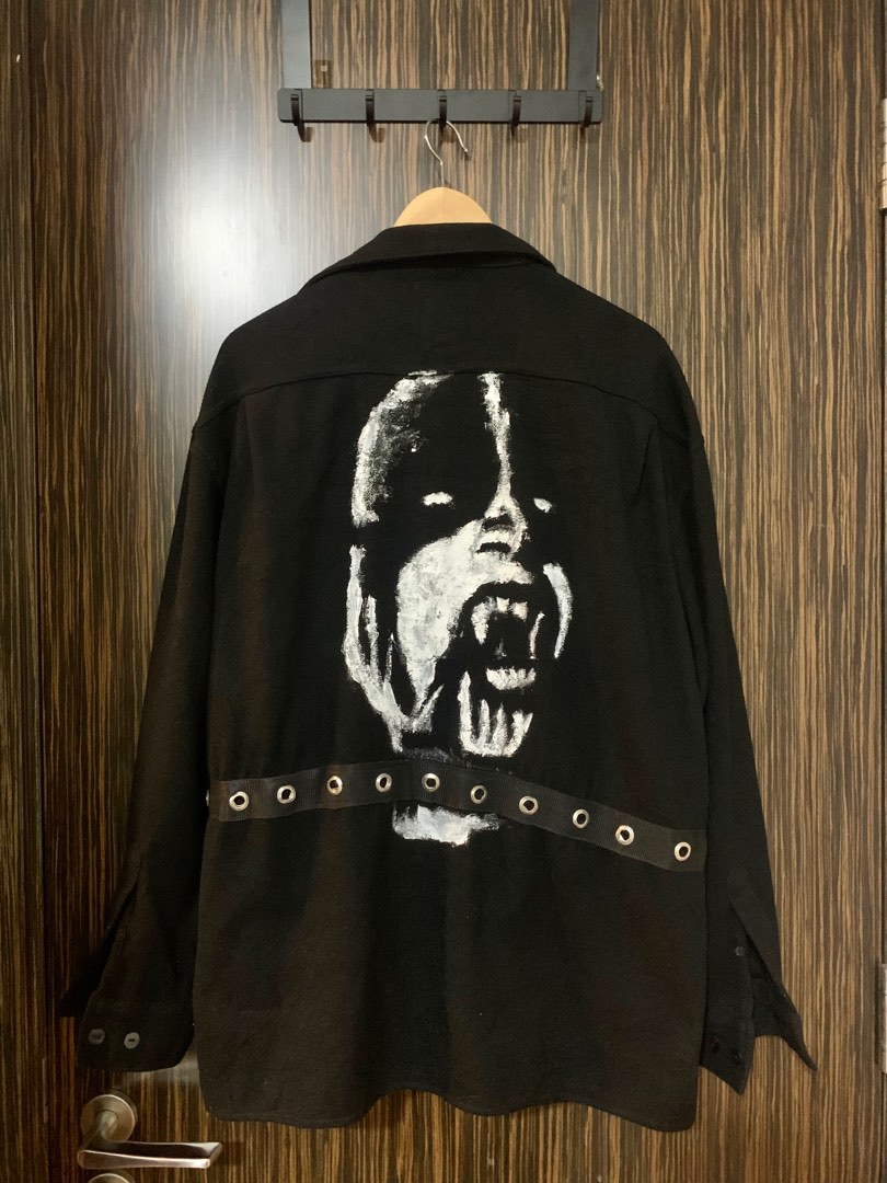 Black Metal Reworked Jacket with Belt, Men's Fashion, Coats, Jackets ...
