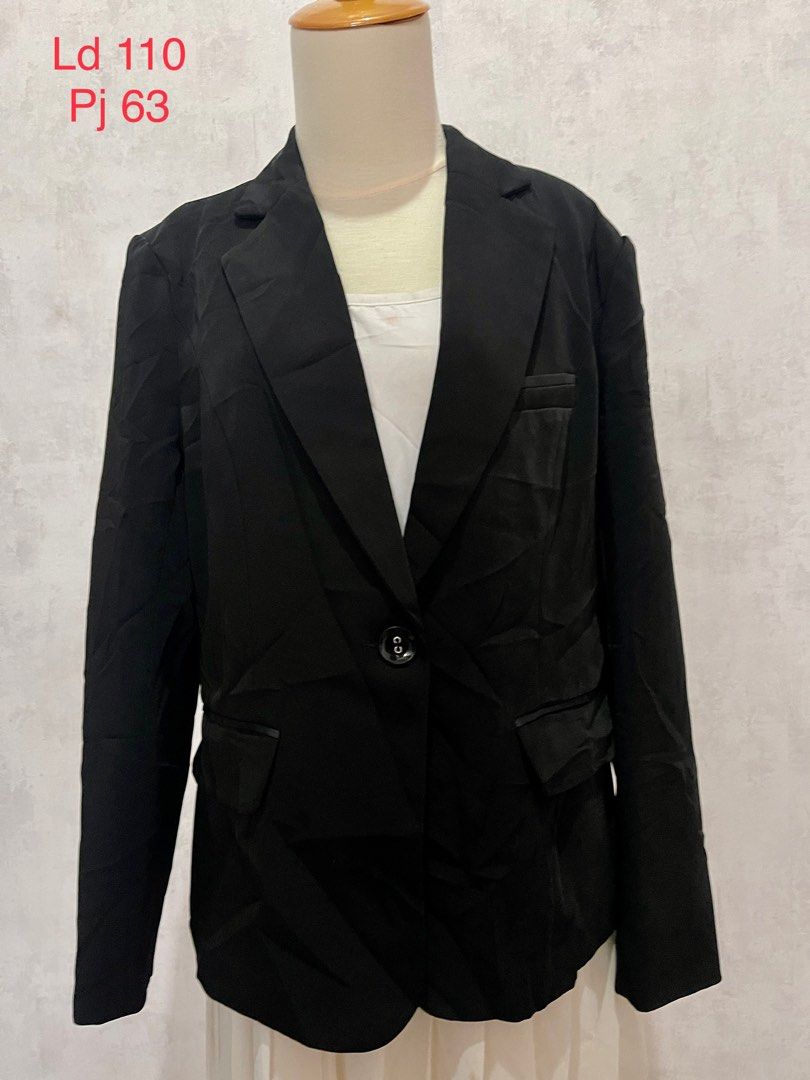 Blazer hitam blazer sidang blazer formal ukuran besar, Fesyen Wanita ...
