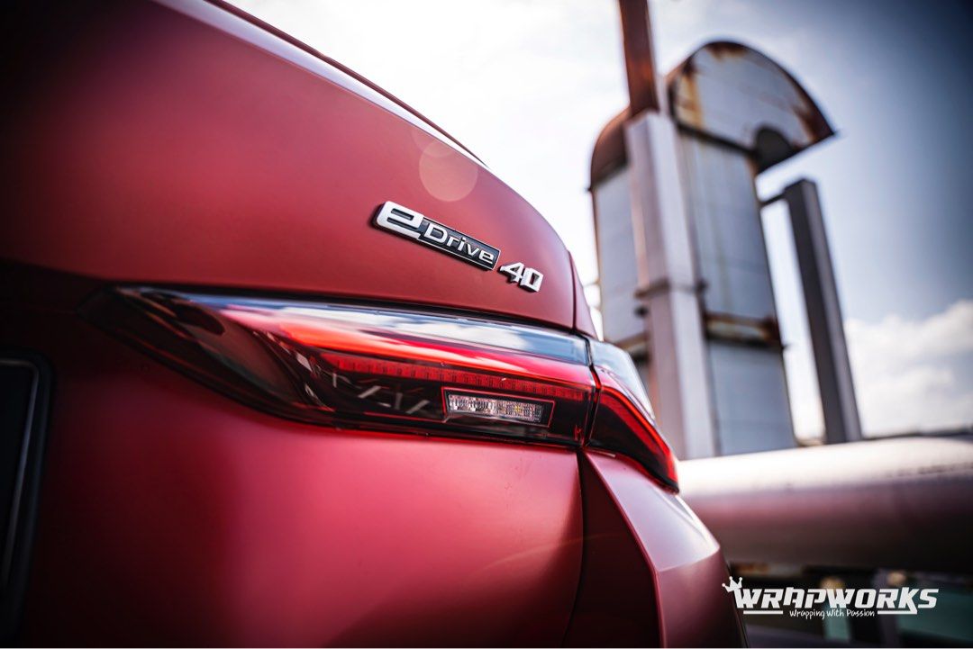 Bmw i4 - Satin Vampire Red Full Wrap, Car Accessories, Accessories on ...