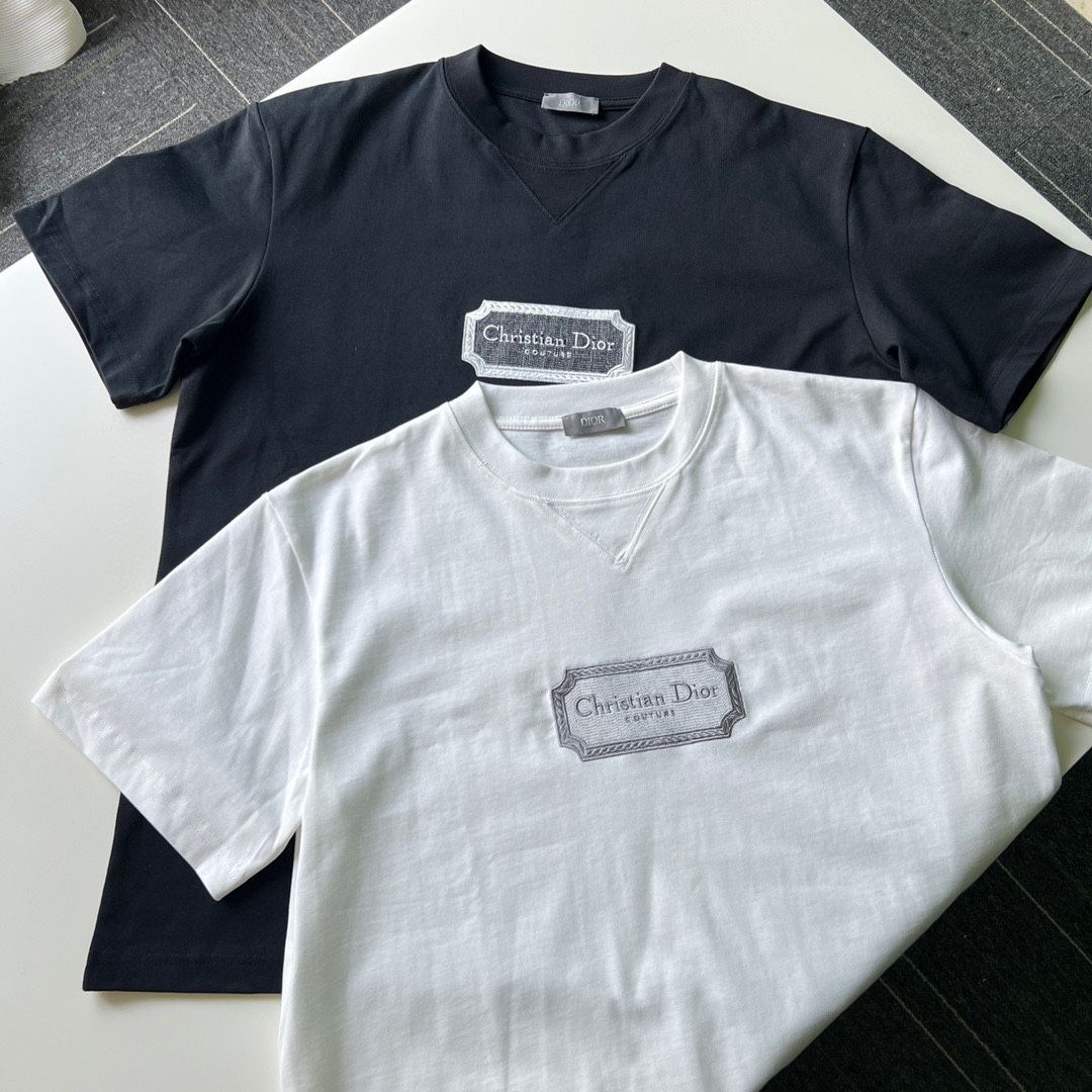 BN Authentic Dior 23 nameplate embroidery logo short T black and white ...