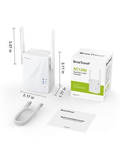 BrosTrend AC1200 WiFi Booster Range Extender, WPS Easy Setup WiFi Extender, 1200Mbps Wireless ...