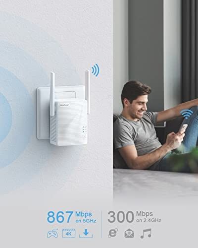 BrosTrend AC1200 WiFi Booster Range Extender, WPS Easy Setup WiFi Extender, 1200Mbps Wireless ...