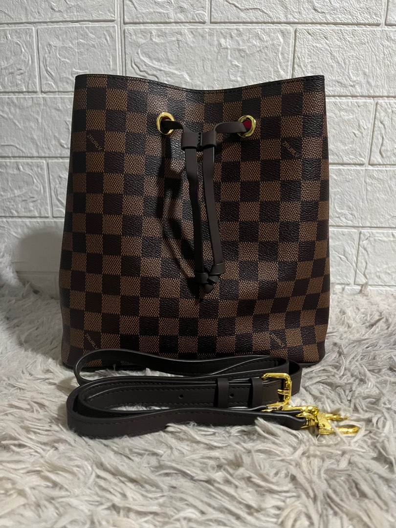 Brown Checkered Bucket Bag, Women's Fashion, Bags & Wallets, Cross-body ...