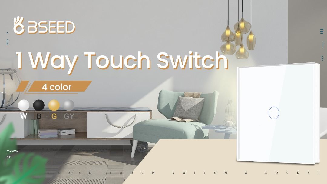 BSEED Touch Light Switch, Tempered Glass Panel with LED Indicator, 1 ...