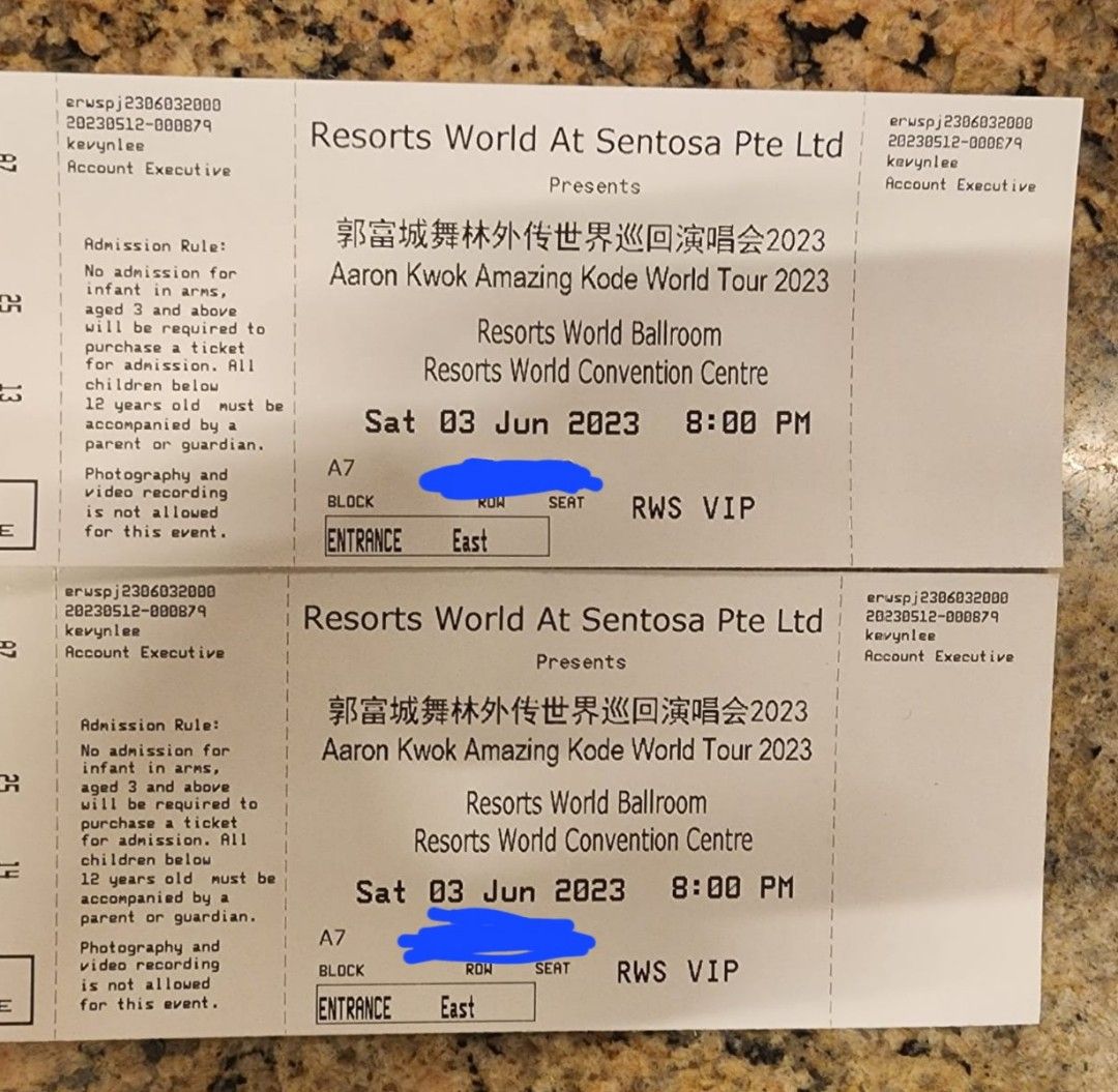 CAT 2 Tickets - Aaron Kwok Concert 3rd June, Tickets & Vouchers, Event Tickets on Carousell