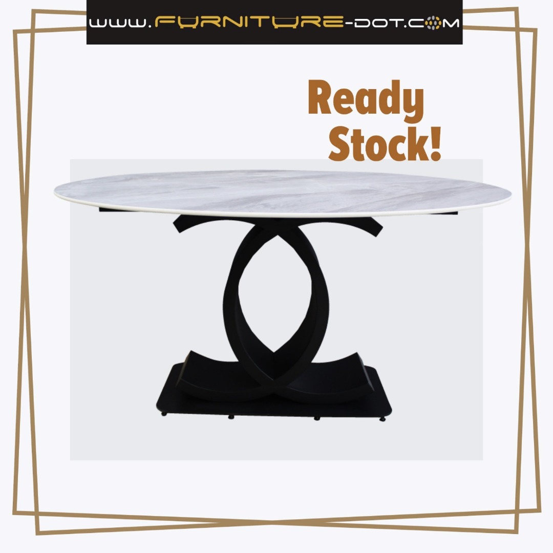 CHANEL LEG ROUND SINTERED STONE DINING TABLE - FRM5223-TB, Furniture ...