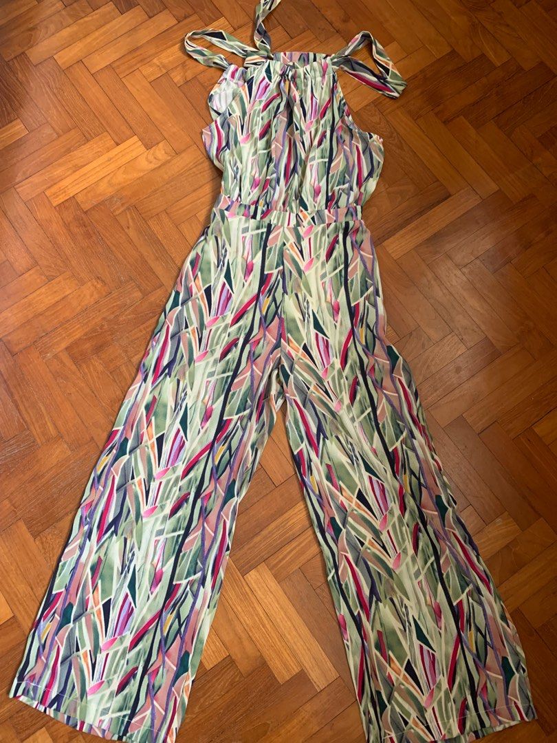 Colourful Halter Jumpsuit, Women's Fashion, Dresses & Sets, Jumpsuits ...