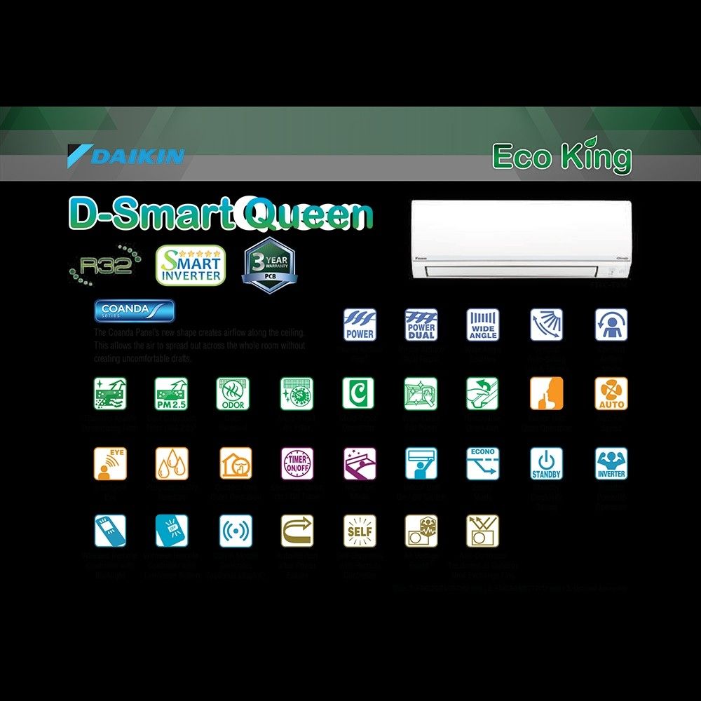 Daikin Split Type Aircon 1.5hp Inverter from D-Smart Queen Series All ...