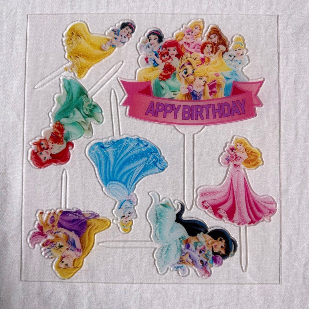 Disney Princess Acrylic Cake Topper & Cupcake Toppers Birthday Cake ...