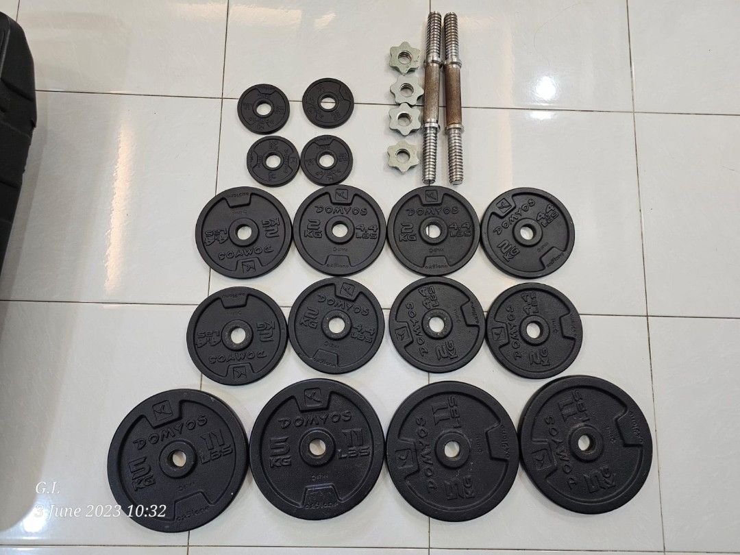 Domyos weight set 50 kg set, Sports Equipment, Exercise & Fitness ...