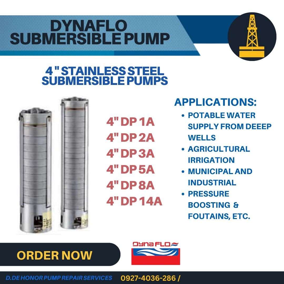 DYNAFLO SUBMERSIBLE PUMP 4" 6" 8" STAINLESS STEEL, Commercial ...