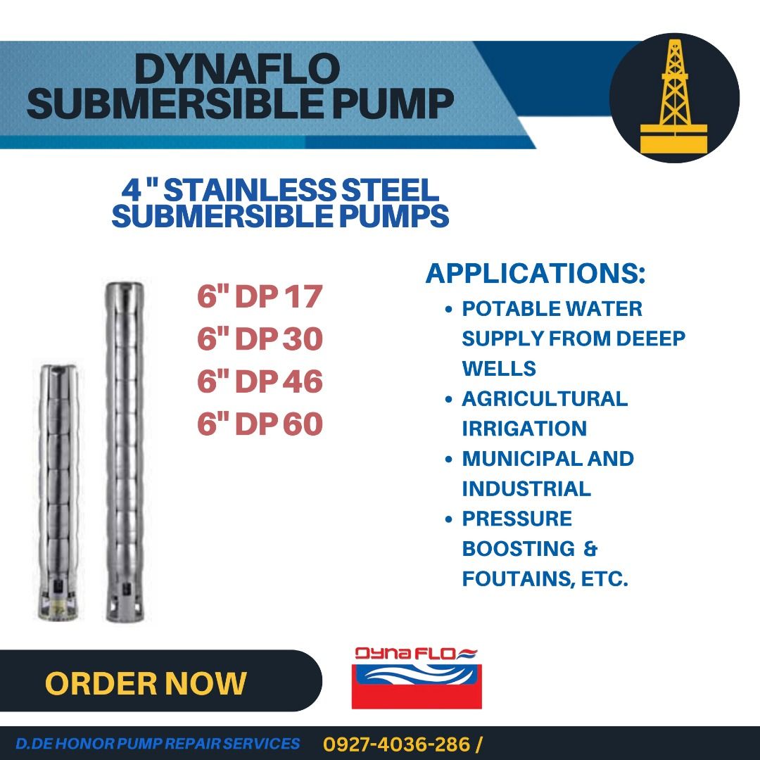 DYNAFLO SUBMERSIBLE PUMP 4" 6" 8" STAINLESS STEEL, Commercial ...