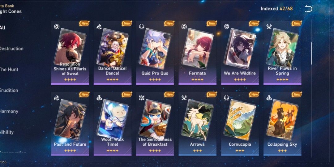 e6 march 7th + bronya + jing yuan + yanqing and 3 five star light cones ...