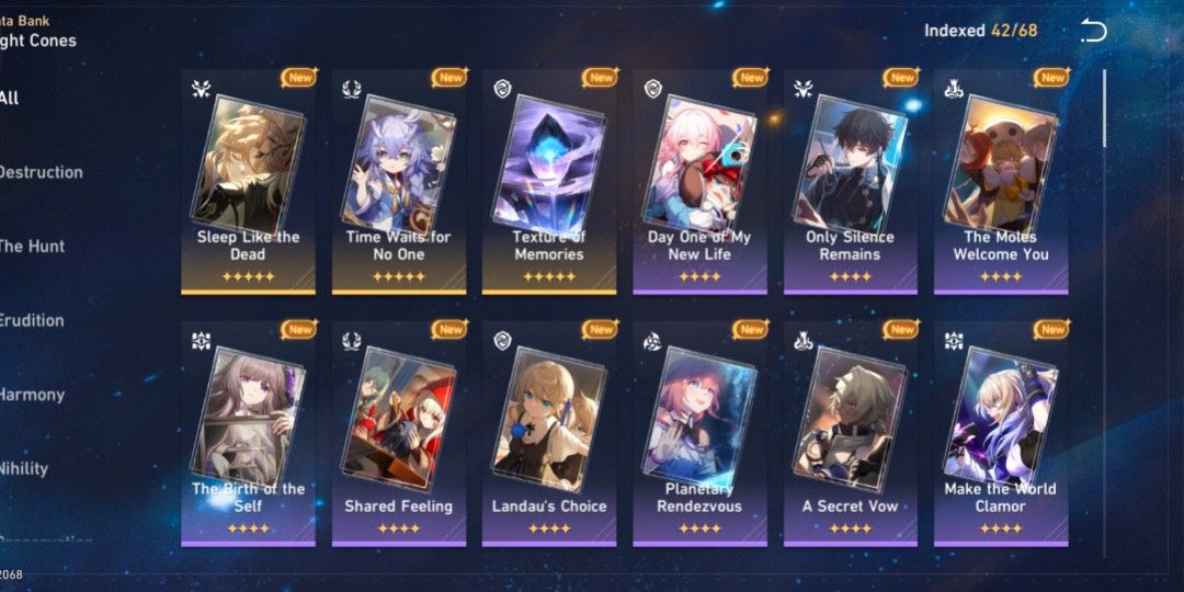 e6 march 7th + bronya + jing yuan + yanqing and 3 five star light cones ...