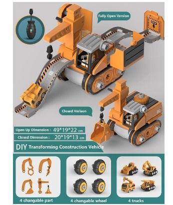 Engineer Role Play Pretend Play Toy 4 in 1 Transforming Construction ...