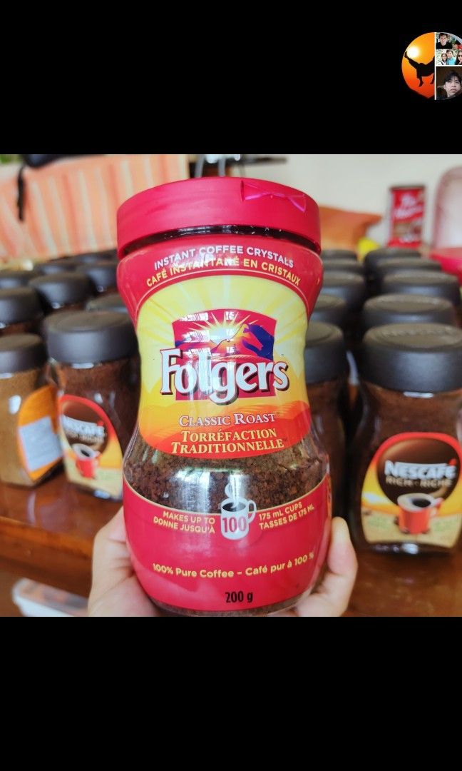 FOLGERS CLASSIC ROAST INSTANT COFFEE, Food & Drinks, Beverages on Carousell
