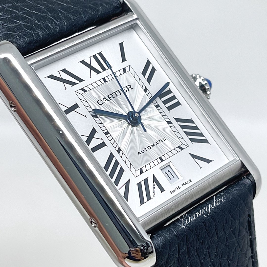 FS.BNIB CARTIER TANK MUST XL AUTOMATIC DATE LEATHER STRAP WATCH ...
