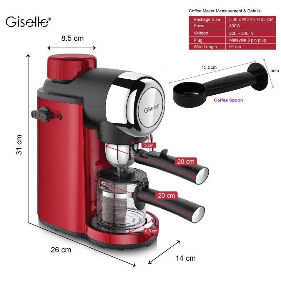 NEW Giselle Espresso Coffee Milk Bubble Maker Machine (800W), TV & Home ...
