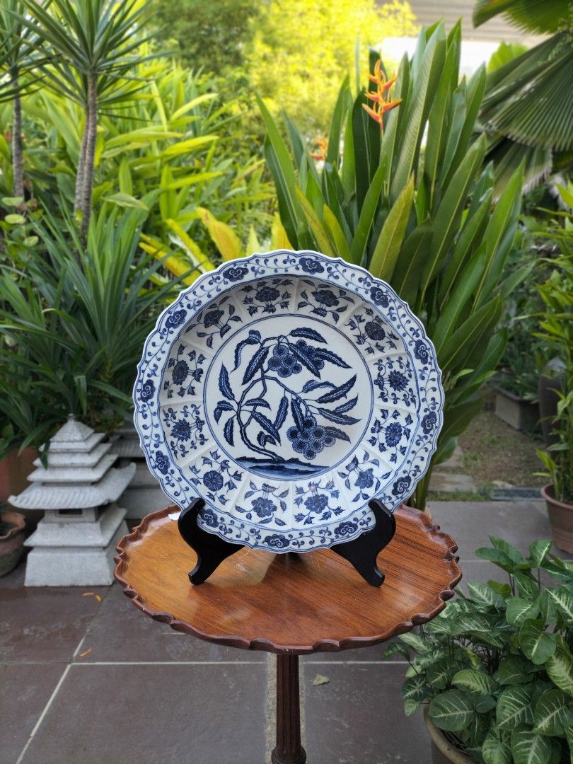 Hand Painted Antique Chinese Qing Hua-Blue and White Porcelain Plate ...