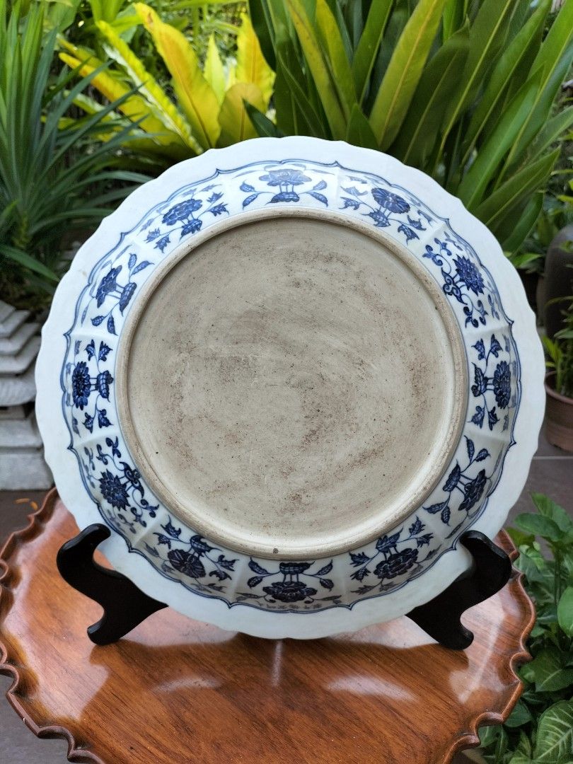 Hand Painted Antique Chinese Qing Hua-Blue and White Porcelain Plate ...