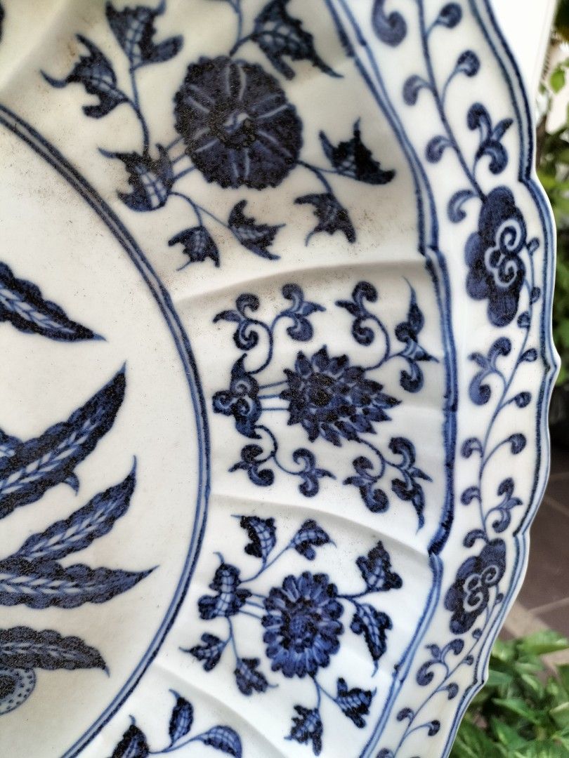 Hand Painted Antique Chinese Qing Hua-Blue and White Porcelain Plate ...