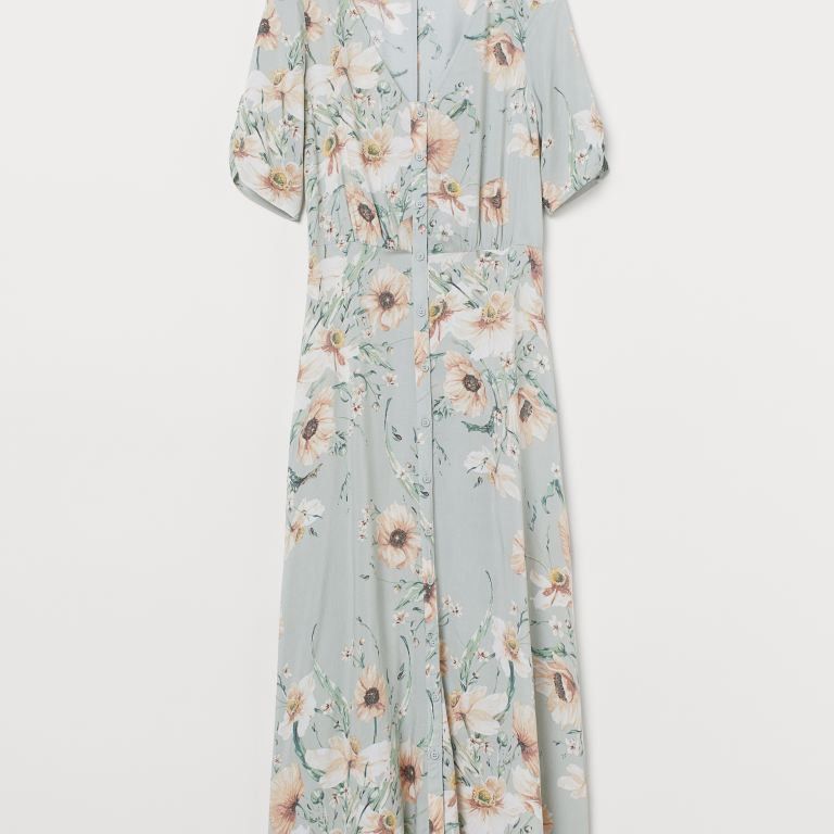 H&m hnm floral printed calf long maxi dress panjang bukan zara, Fesyen ...