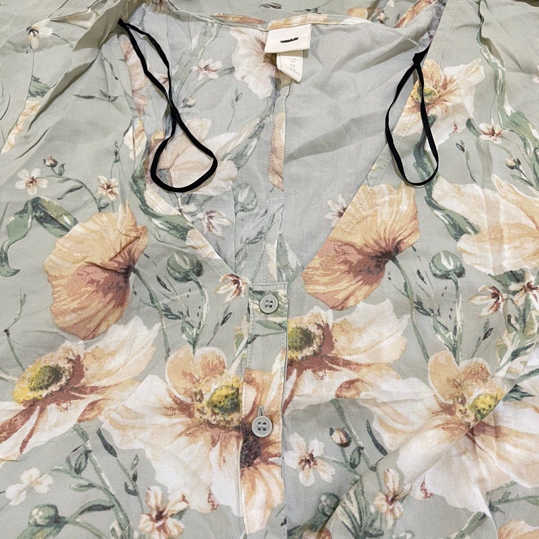 H&m hnm floral printed calf long maxi dress panjang bukan zara, Fesyen ...