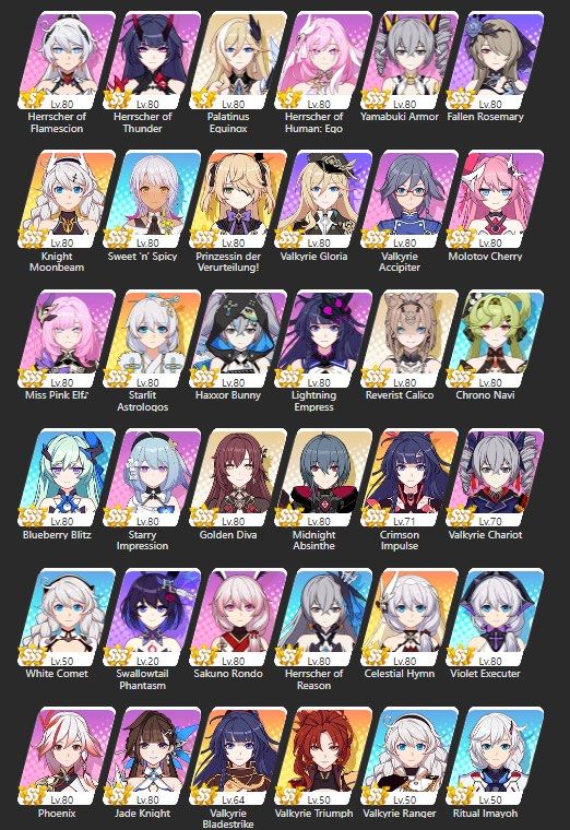 Honkai Impact Herrscher Trio FULLSET + All herrschers ENDGAME ACCOUNT ...