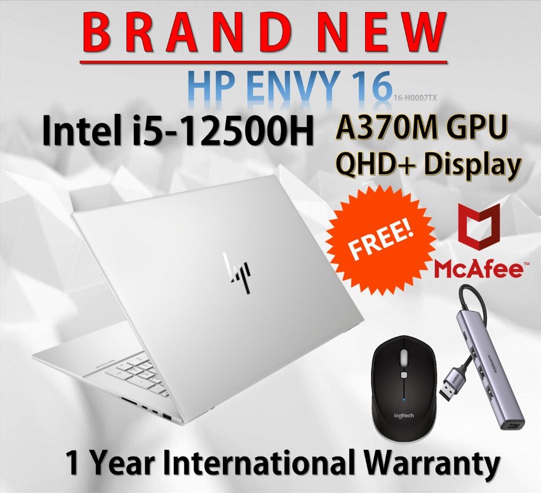 HP ENVY 16 ( Intel i5-12500H CPU, Intel Arc A370M GPU, 16-inch WQXGA ...