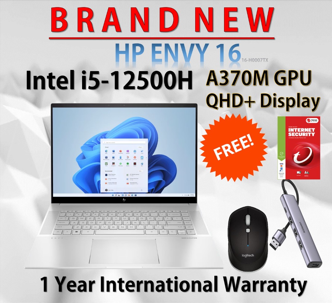 HP ENVY 16 ( Intel i5-12500H CPU, Intel Arc A370M GPU, 16-inch WQXGA ...