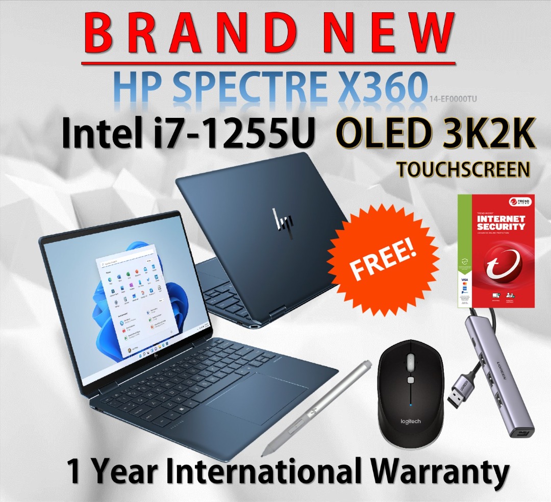 HP Spectre X360 13 inch, Intel i7-1255U, 3000x2000 OLED Touchscreen ...