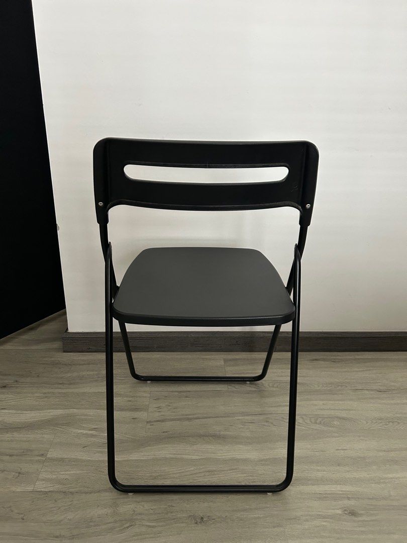 Ikea NISSE folding chair - black, Furniture & Home Living, Furniture ...