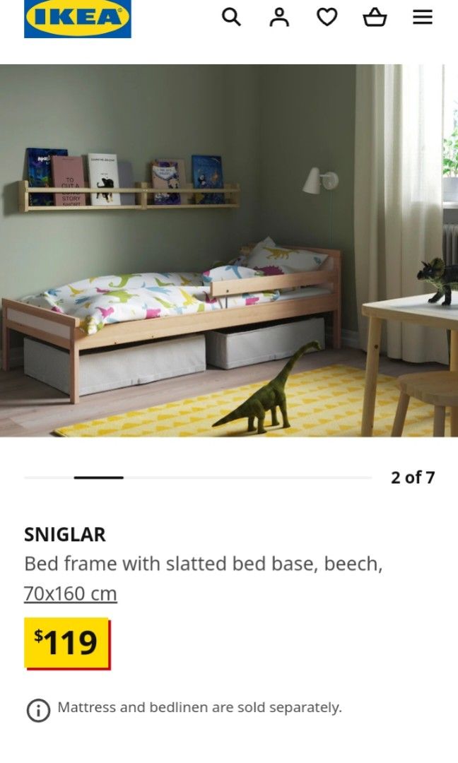 IKEA SNIGLAR BEDFRAME, Furniture & Home Living, Furniture, Bed Frames ...