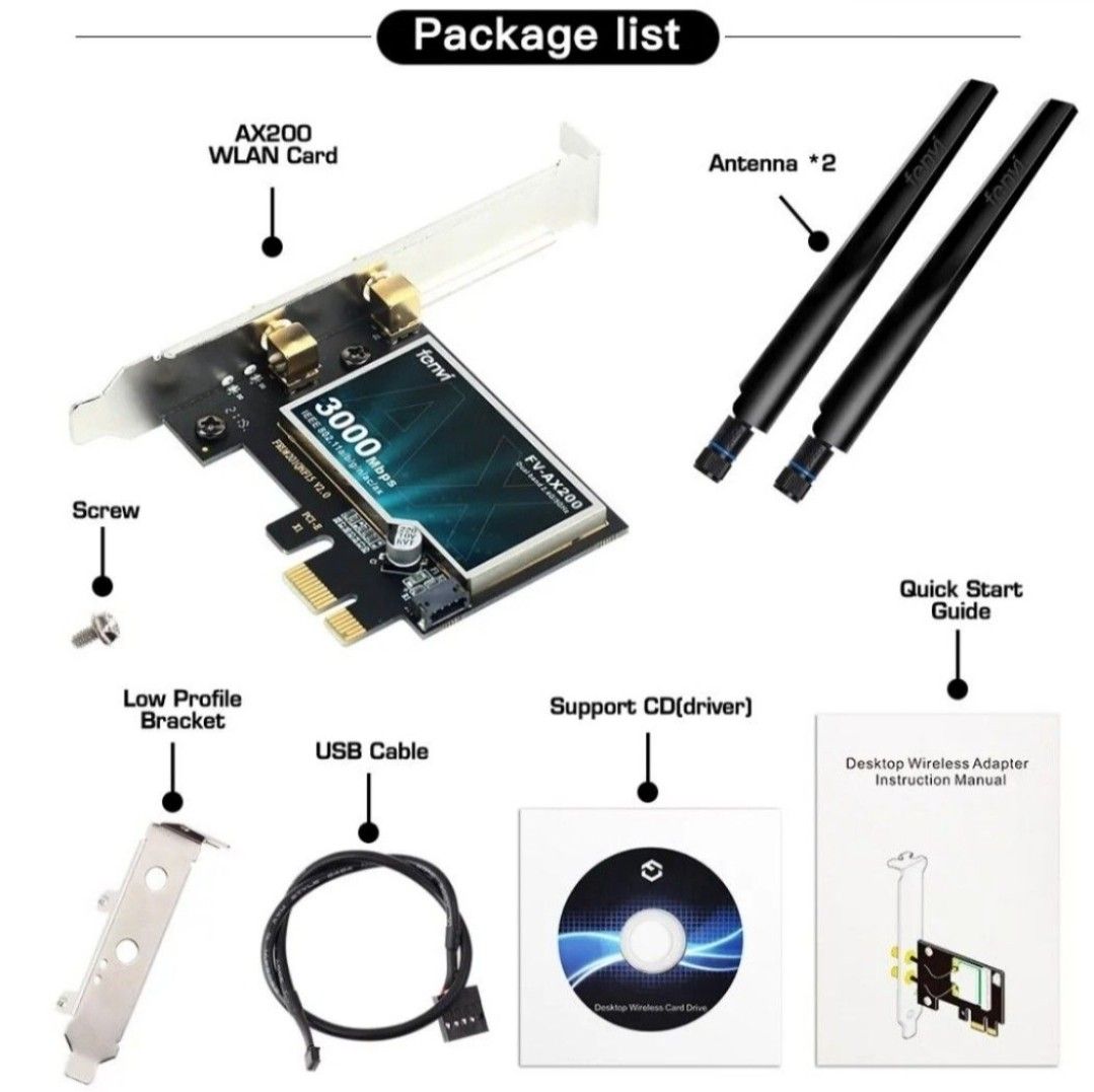 Wifi 6 Intel ax200 + bluetooth 5.2 pcie card, Computers & Tech, Parts ...