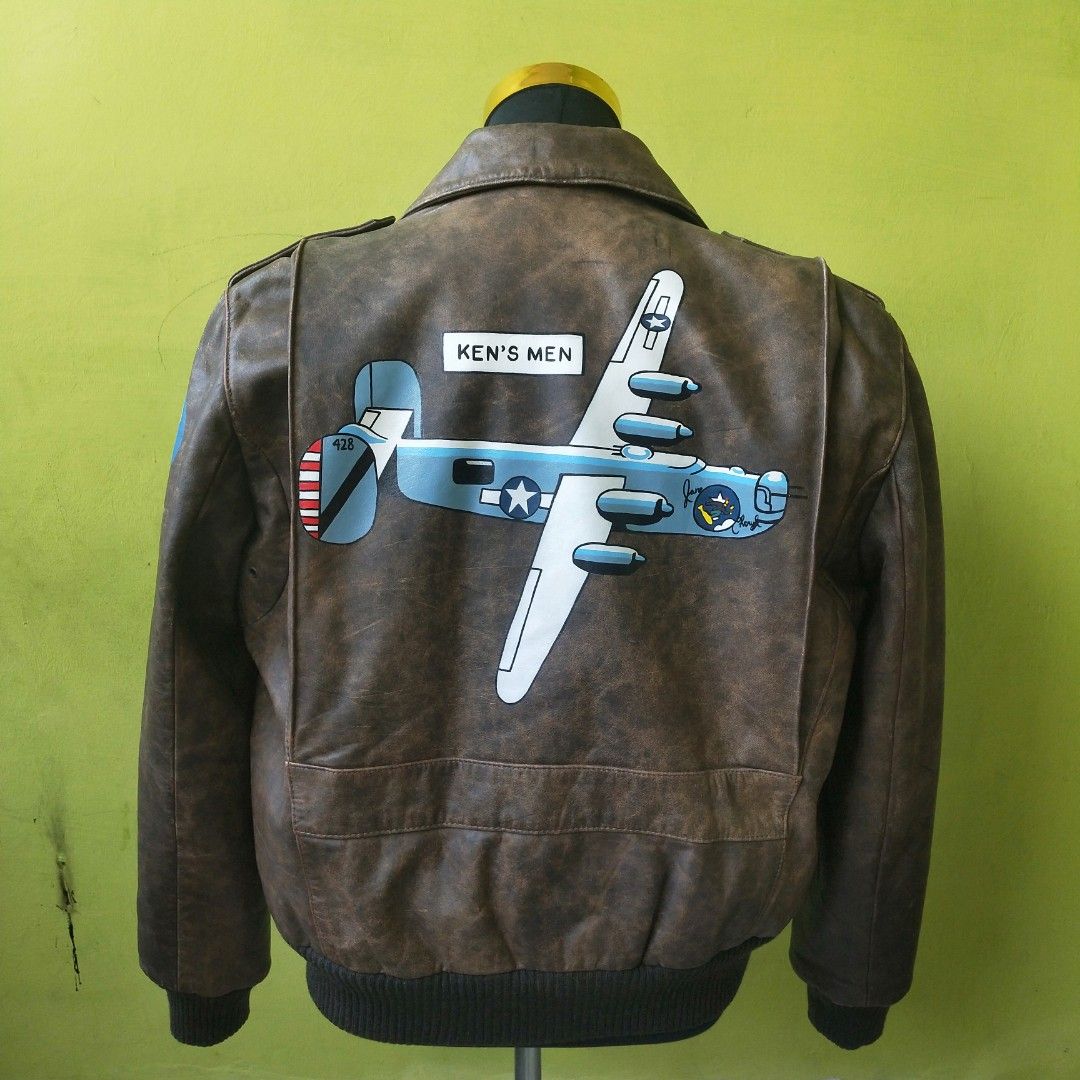 Jaket kulit leather a2 flight jacket army bomber pilot, Fesyen Pria, Pakaian , Baju Luaran di ...