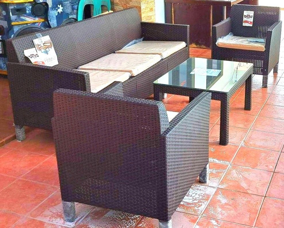 JOLLY VINTAGE RATTAN SOFA SET, Furniture & Home Living, Outdoor ...