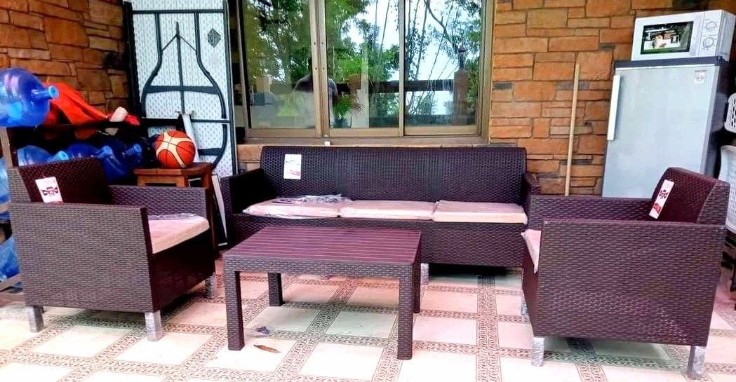 JOLLY VINTAGE RATTAN SOFA SET, Furniture & Home Living, Outdoor ...