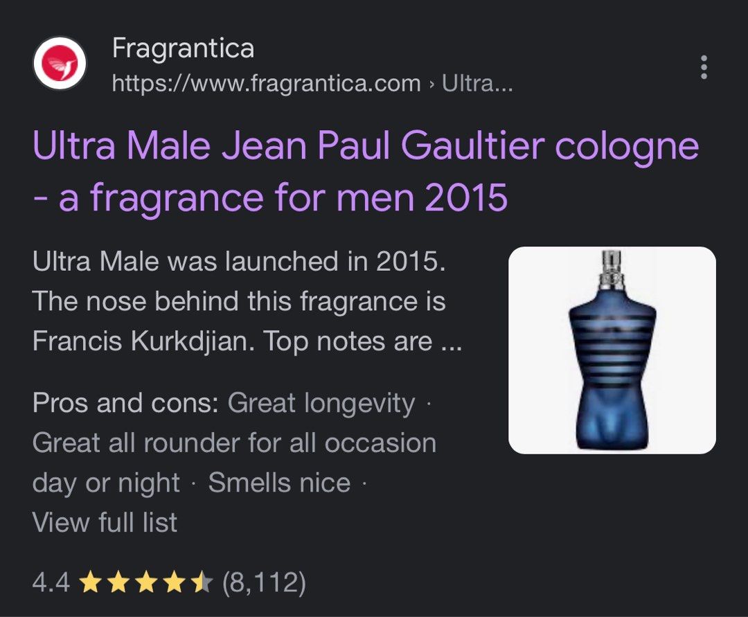 Ultra Male Jean Paul GAULTIER 125ml bottle, Beauty & Personal Care ...