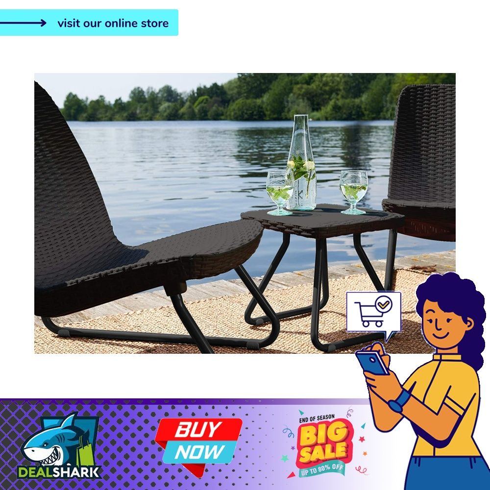 Keter Rio 3 Pc All Weather Outdoor Patio Garden Conversation Chair ...