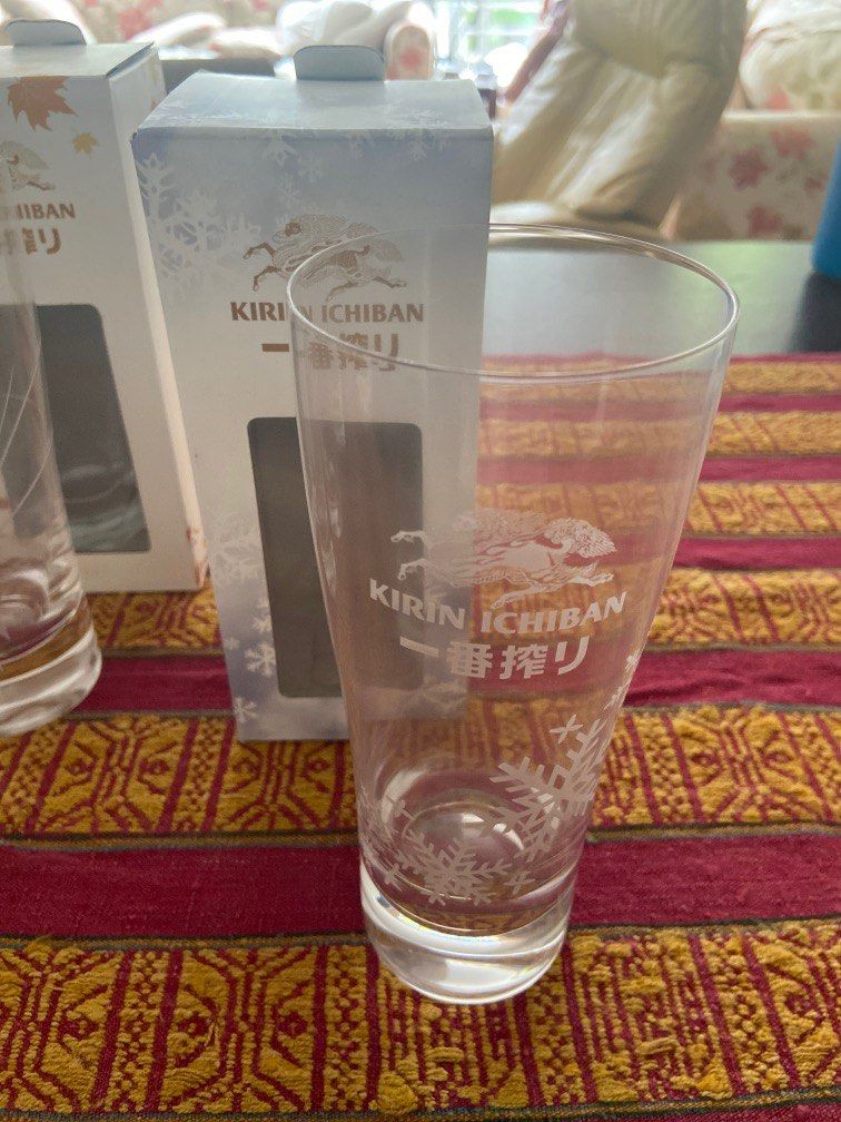 Kirin Ichiban Beer glass, set, Furniture & Home Living, Kitchenware ...