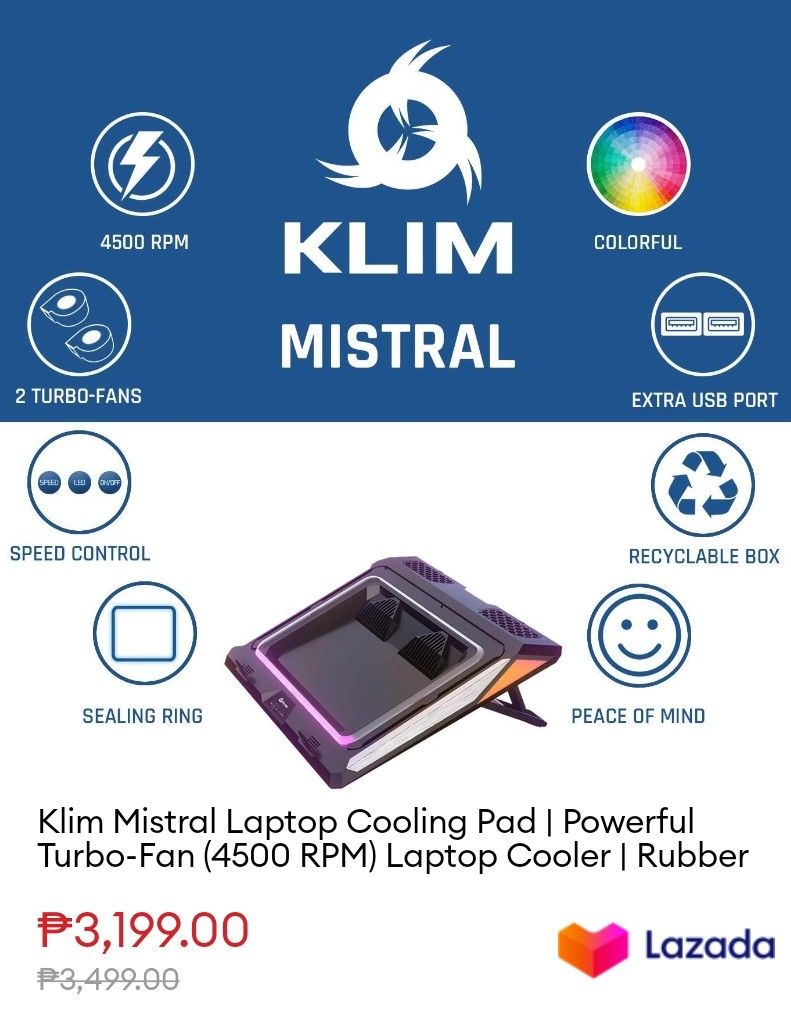 Klim Mistral Laptop Cooling Pad, Computers & Tech, Laptops & Notebooks ...
