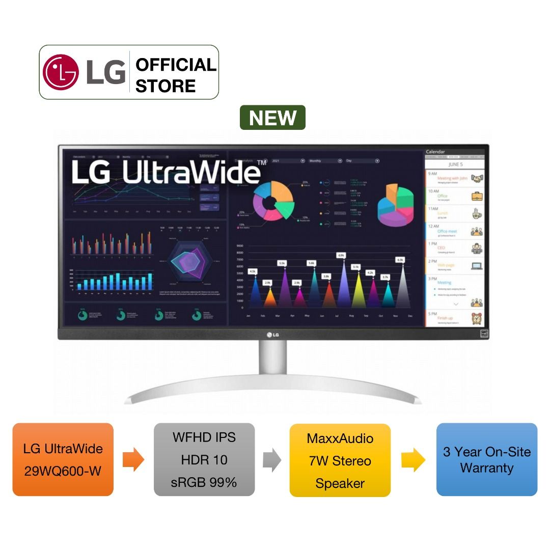 LG 29WQ600-W ULTRAWIDE (2560 X 1080) 29'' FHD IPS Display 100Hz ...