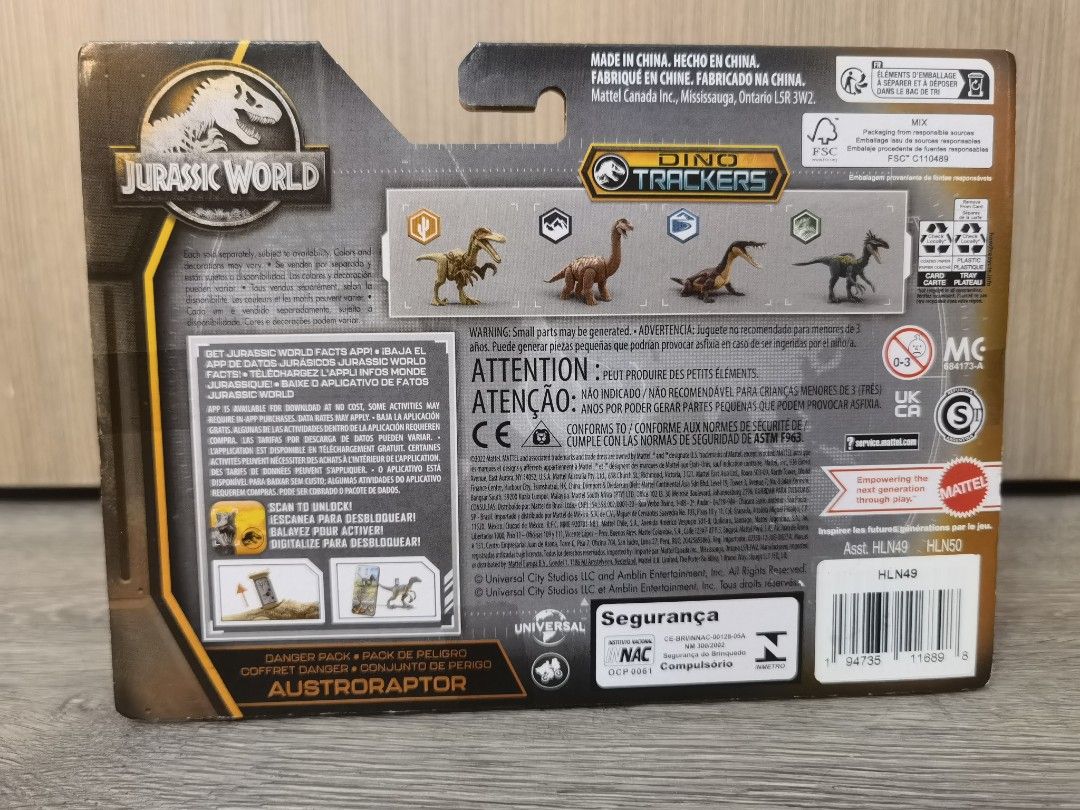 Mattel Jurassic World Dinosaurs Trackers Austroraptor, Elaphrosaurus ...