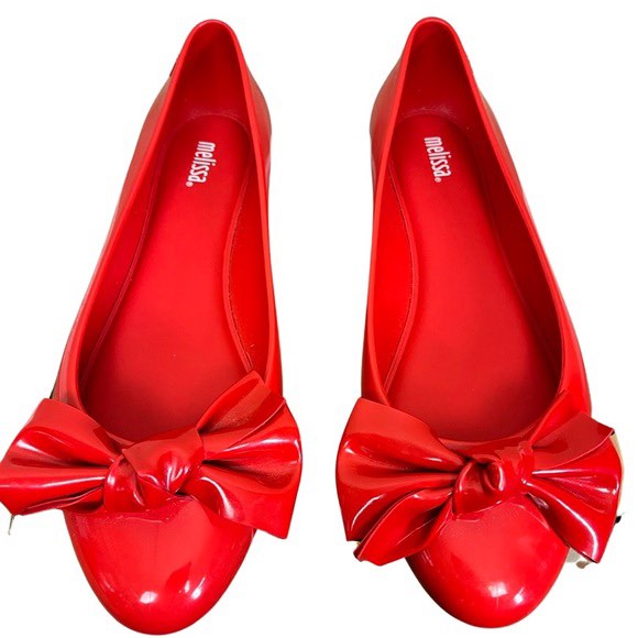 Melissa Red Bow Flats, Women's Fashion, Footwear, Flats on Carousell