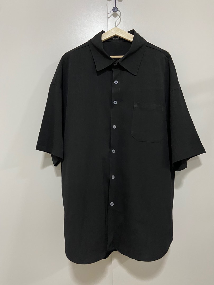 Mens Black Short Sleeve Shirt, Men's Fashion, Tops & Sets, Formal ...