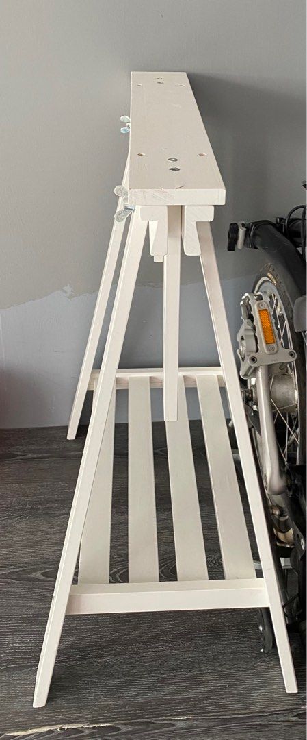 IKEA Mittback trestle, white solid wood, Furniture & Home Living ...