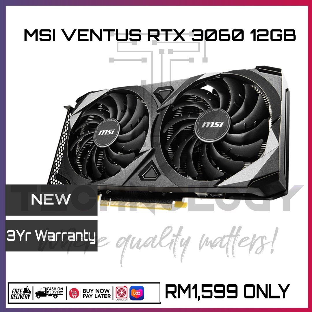 MSI VENTUS RTX 3060 12GB, Computers & Tech, Parts & Accessories ...